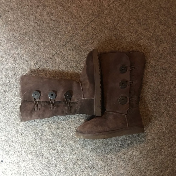 UGG | Shoes | Ugg Triple Bailey Button Tall Boots Chocolate | Poshmark